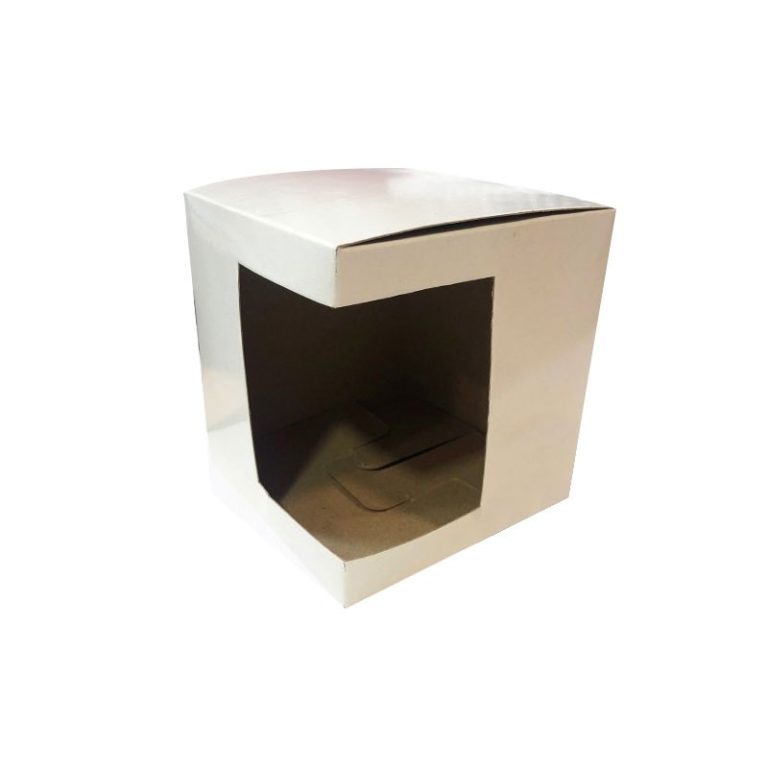 Caja de Cartón para Jarro con Ventana Sublimable en Sistema Continuo